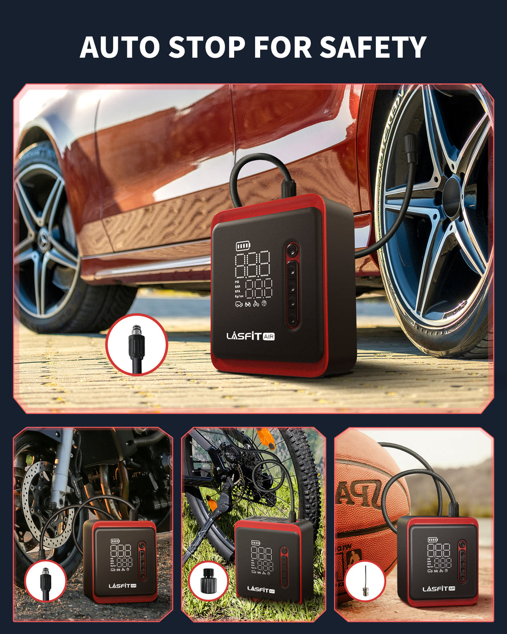 LASFIT AIR Portable Tire Inflator, CR1 Cordless Air Pump